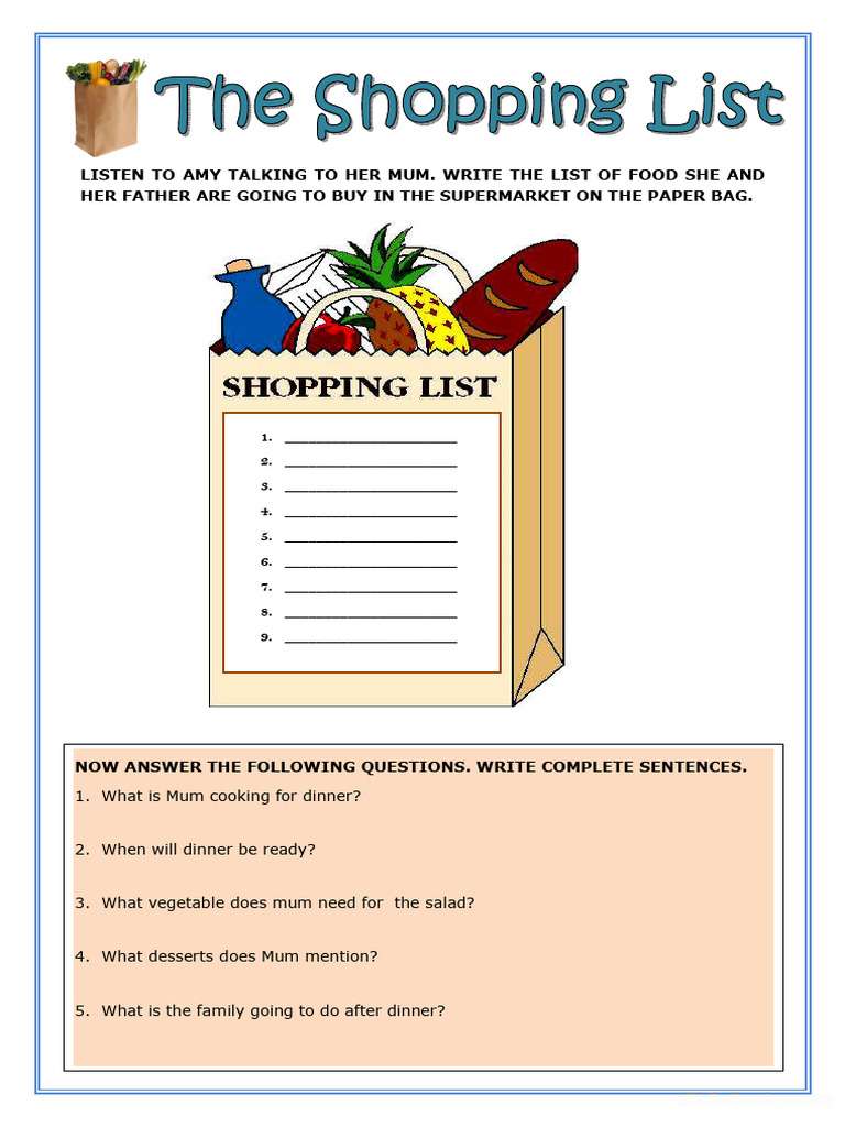 2.1 The Shopping List - Reading | PDF