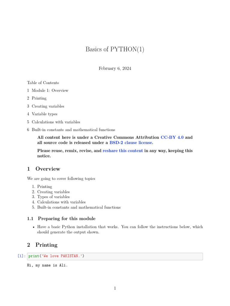Basics of PYTHON | PDF