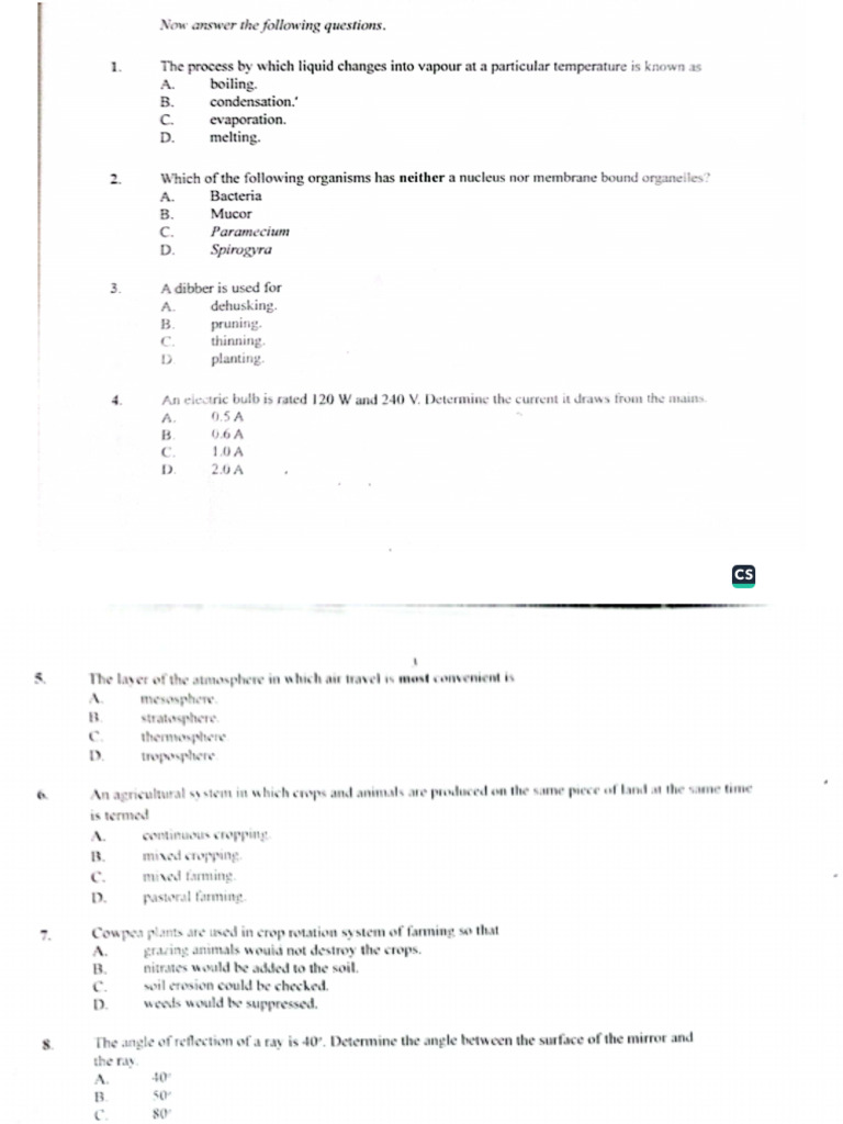 Integrated Science (Objective) - WASSCE 2024 | PDF