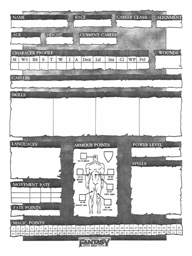 Warhammer Fantasy Roleplay Character Sheet | PDF