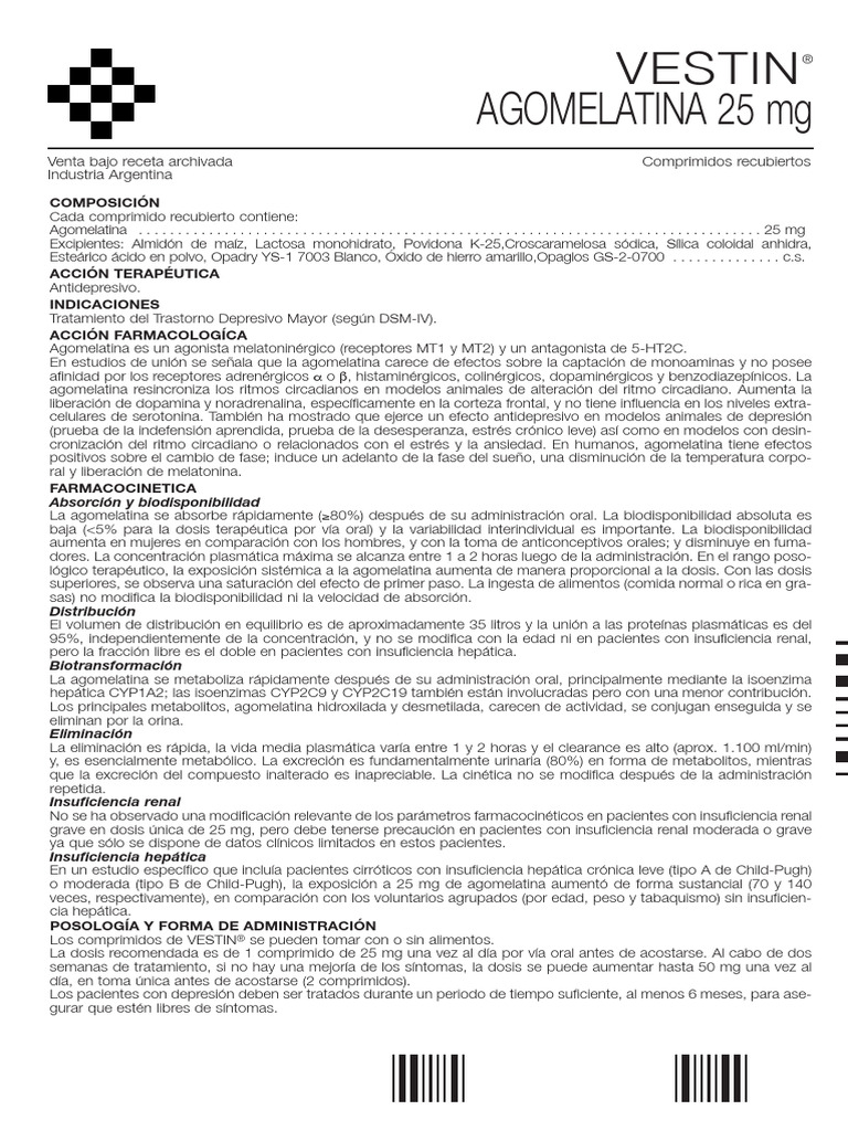 Vestin Prospecto - Gador SA | PDF | Medicamentos con receta | Depresión ...