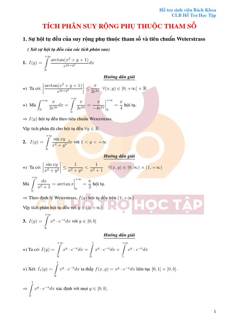 Tích phân suy rộng phụ thuộc tham số | PDF