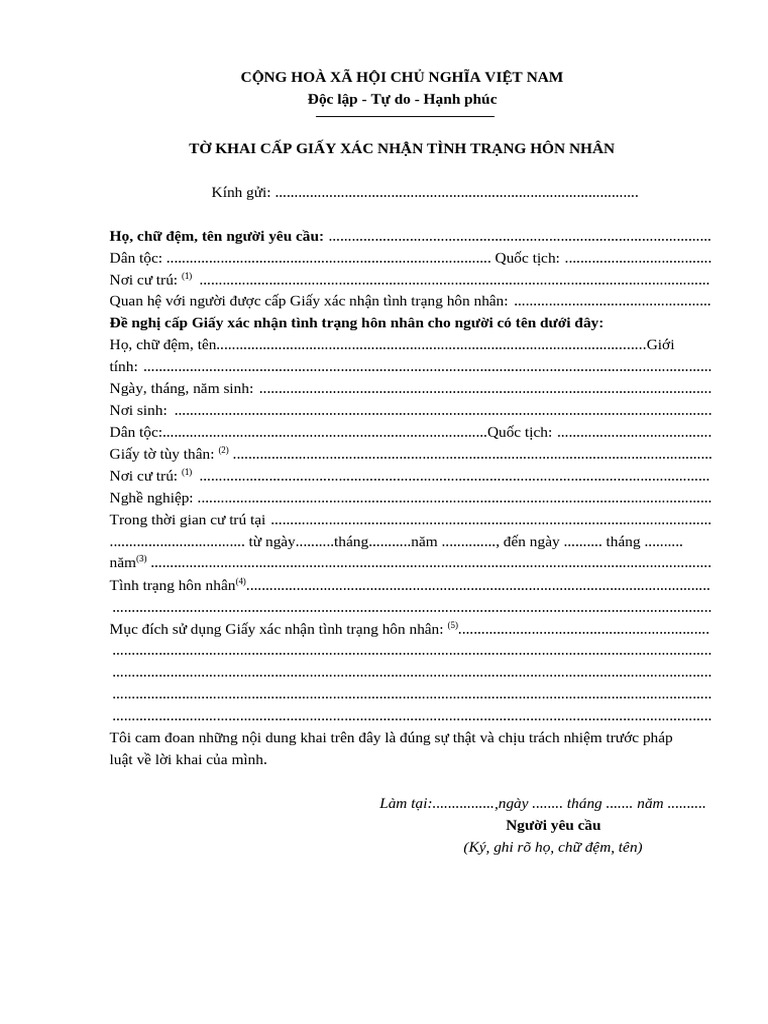 Mau Giay Xac Nhan Doc Than de Mua Dat | PDF