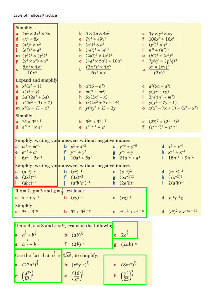 Laws of Indices | PDF