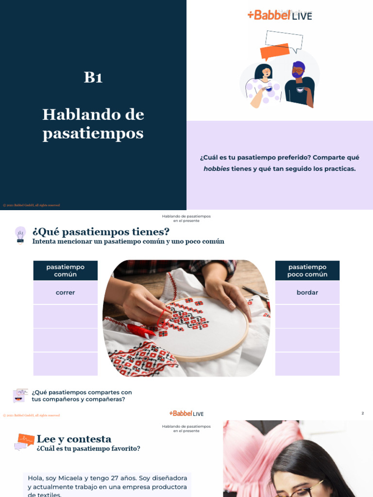 SPA_B1_01 Hablando de pasatiempos | PDF