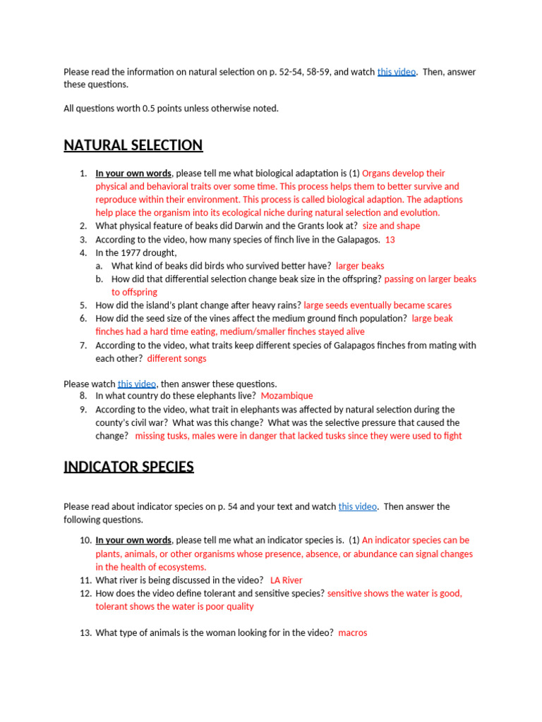 natural selection and indicator species | PDF
