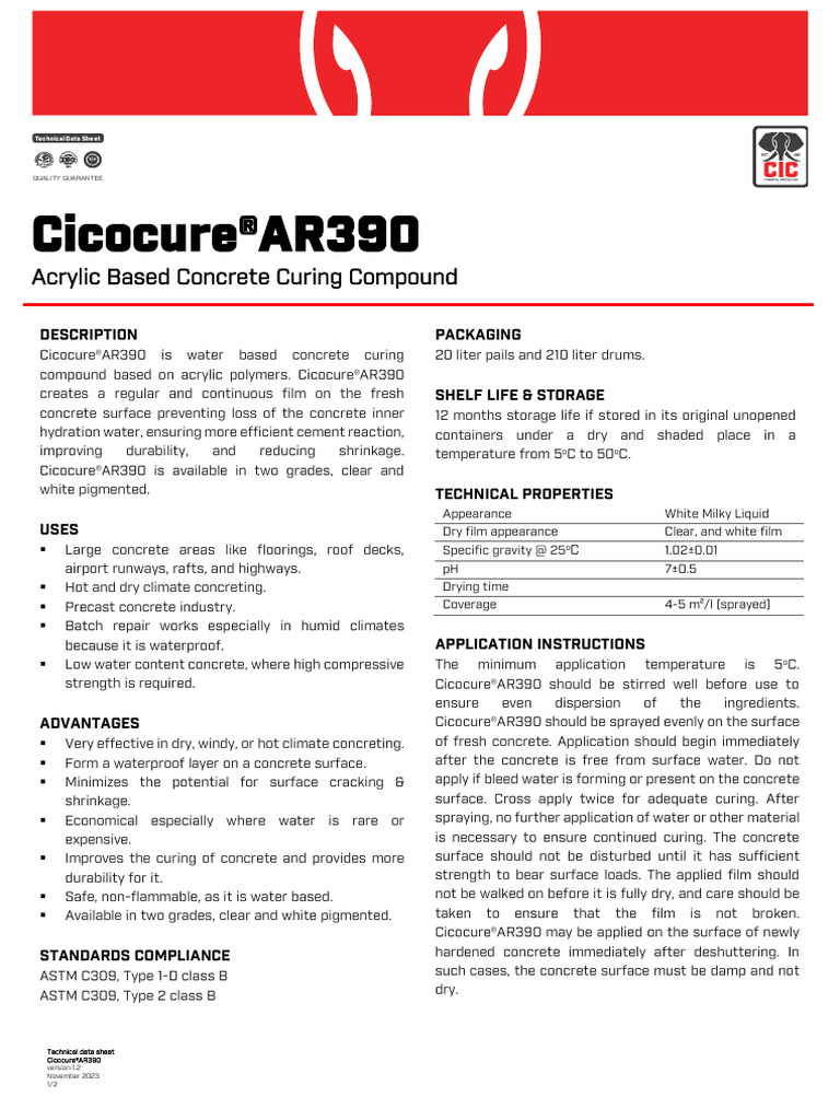 661f7845c86889e3c58be9d9 - Cicocure®AR390 - PDS - (12-2023) - 1.0 | PDF