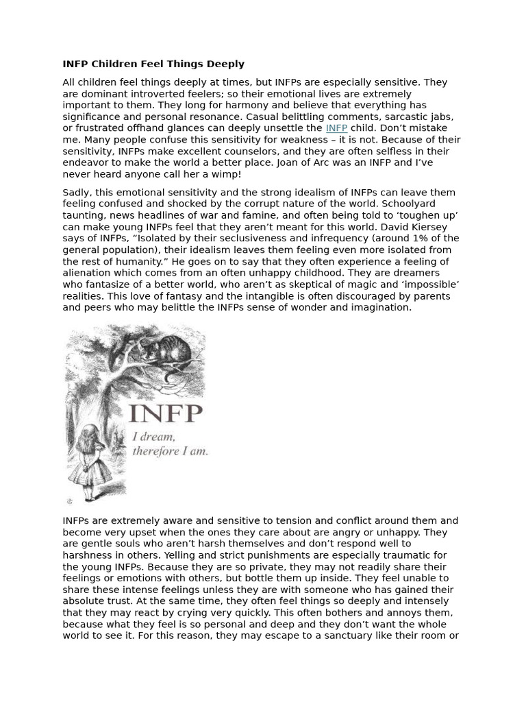INFP Children Feel Things Deeply | PDF