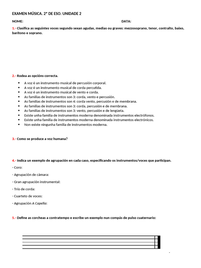 Musica 2º Eso Ud2 | PDF | Estudios de idiomas extranjeros | Arte