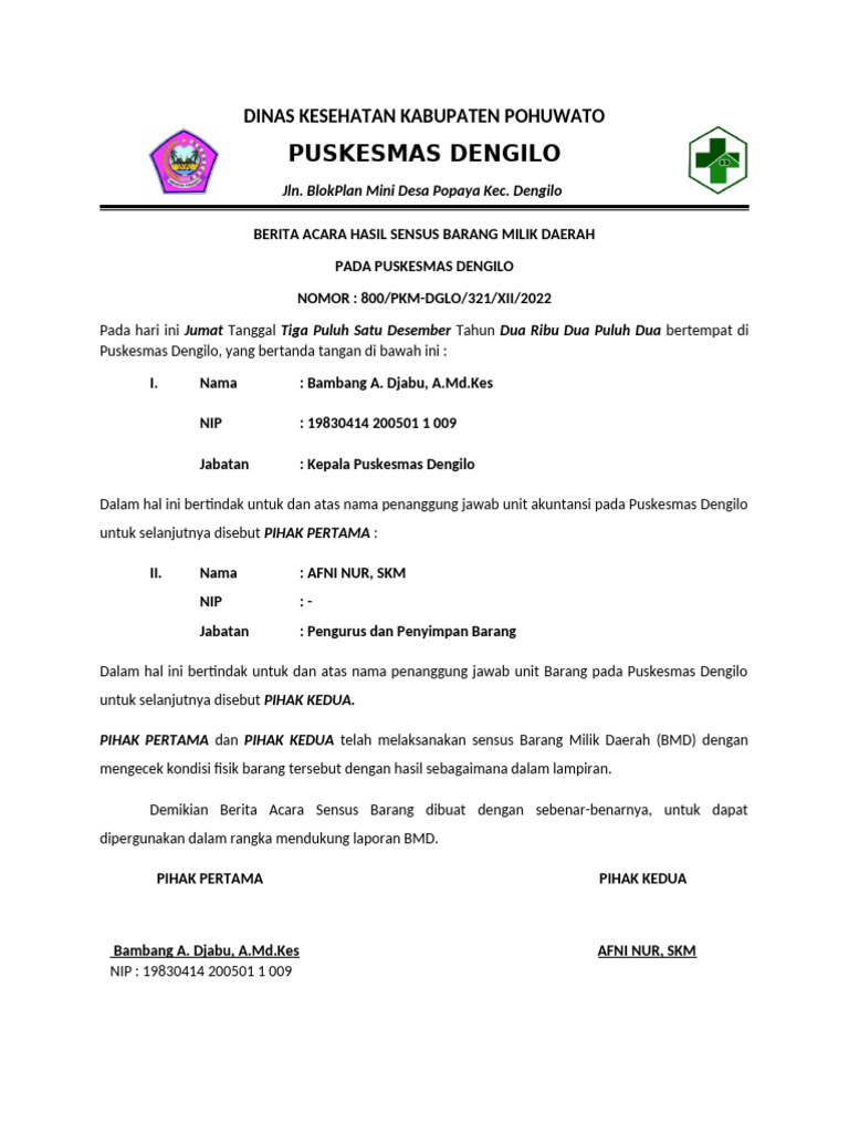 Berita Acara Barang Dengilo | PDF