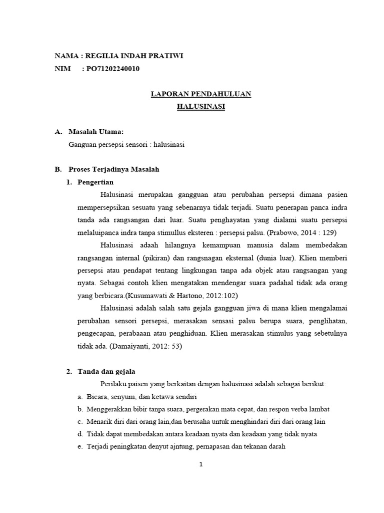 LP & SP Halusinasi Pendengaran Sdki | PDF