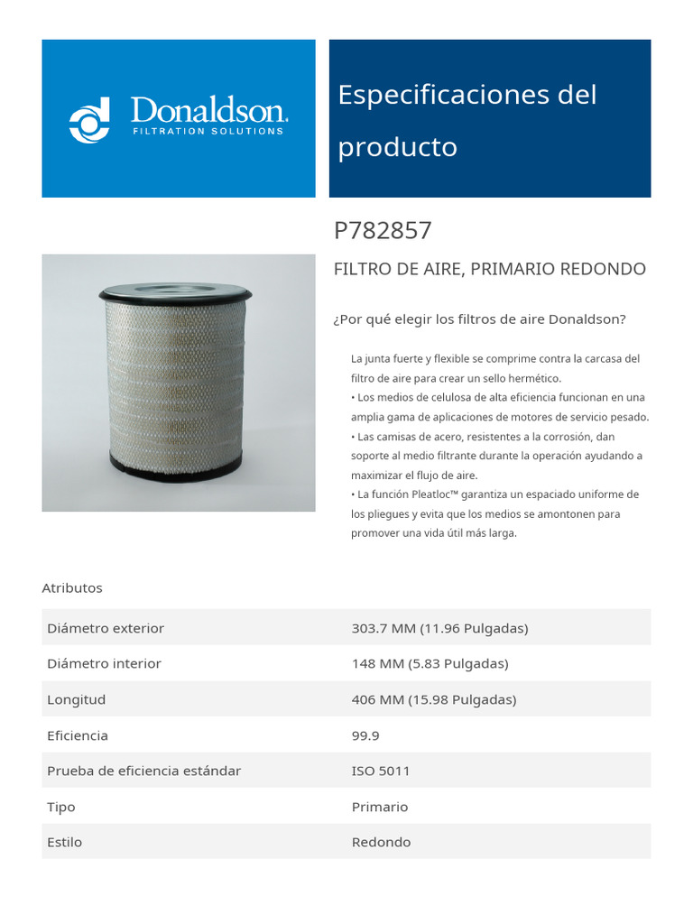 P782857 - Especificaciones Del Producto | PDF