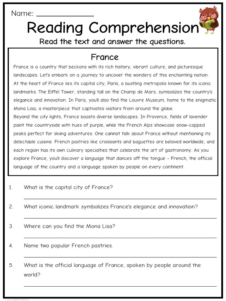 French Reading Comprehension for Grade 4 | PDF | France | Foreign ...