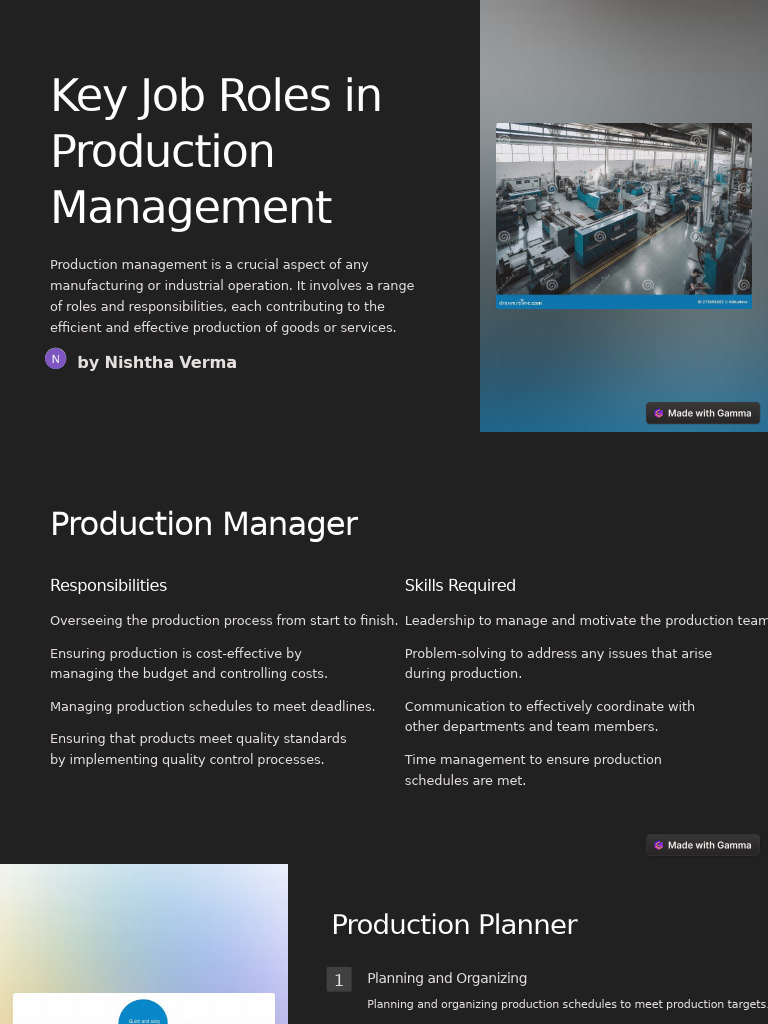 Key Job Roles in Production Management | PDF