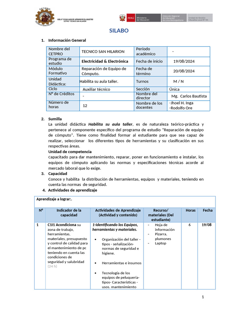 Silabo Ud1 Formato | PDF