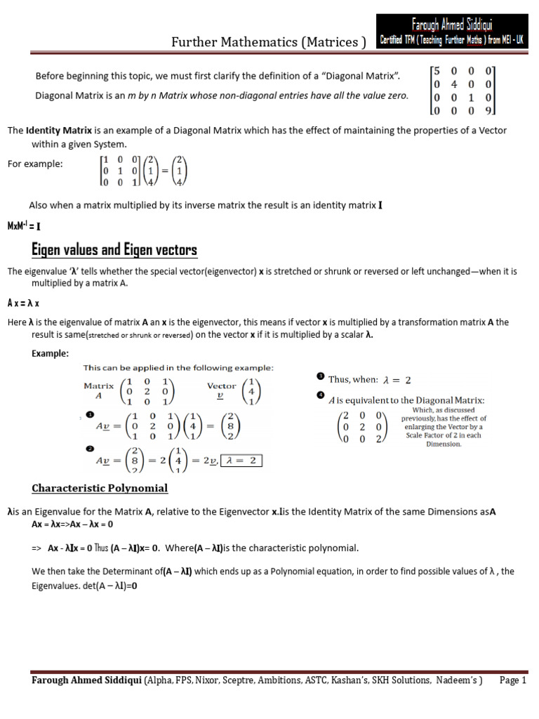 Eigenvalues + Diagonalization | PDF