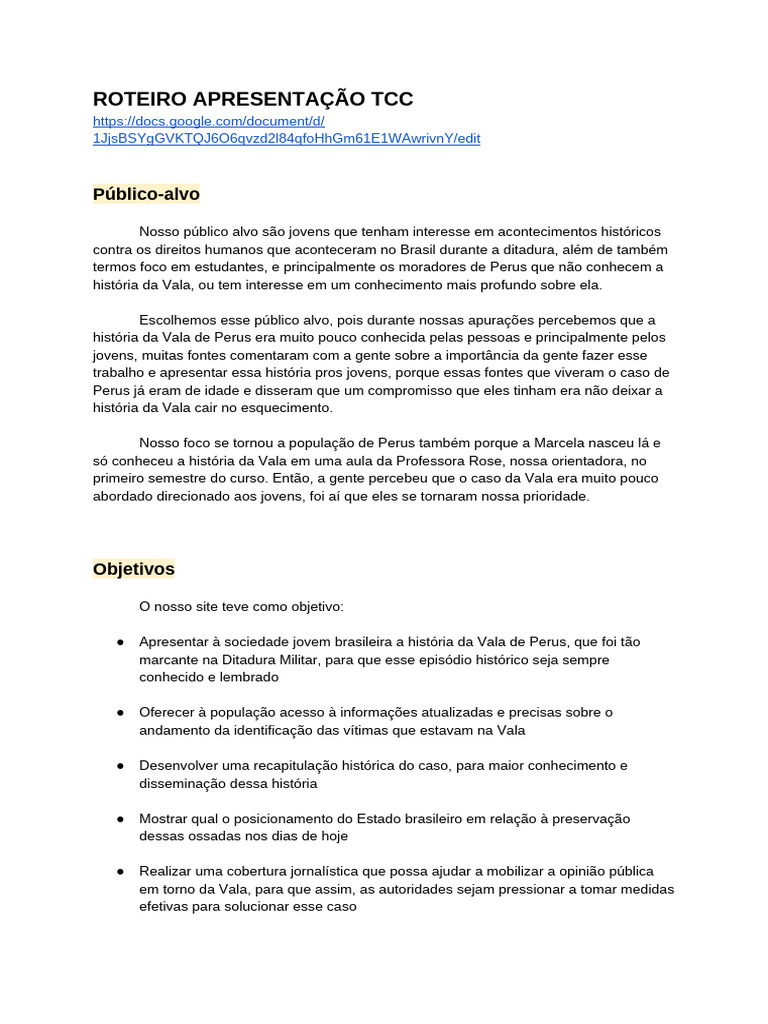 Roteiro TCC | PDF | Jornalismo