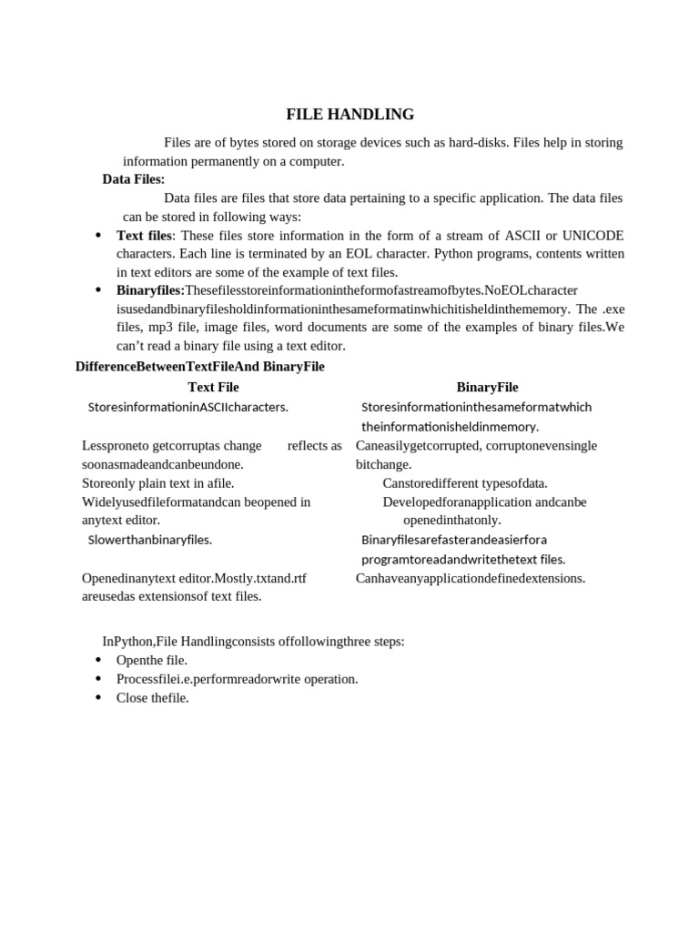 Grade 12 - CS - Chapter 4 - File Handling - Text File (2024-25) | PDF Grade 12 - CS - Chapter 4 - File Handling - Text File (2024-25) | PDF