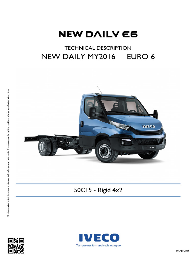 Iveco Daily 50C15 Specification Sheet April 2017 | PDF | Brake | Anti ...