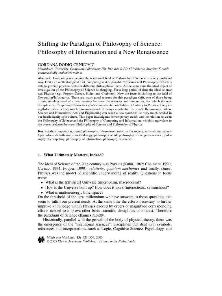 Philosophy of Computing's New Renaissance | PDF | Science | Cognitive ...