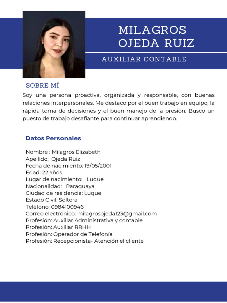 Ejemplo de Currículum | PDF | Contador | Crecimiento personal y profesional