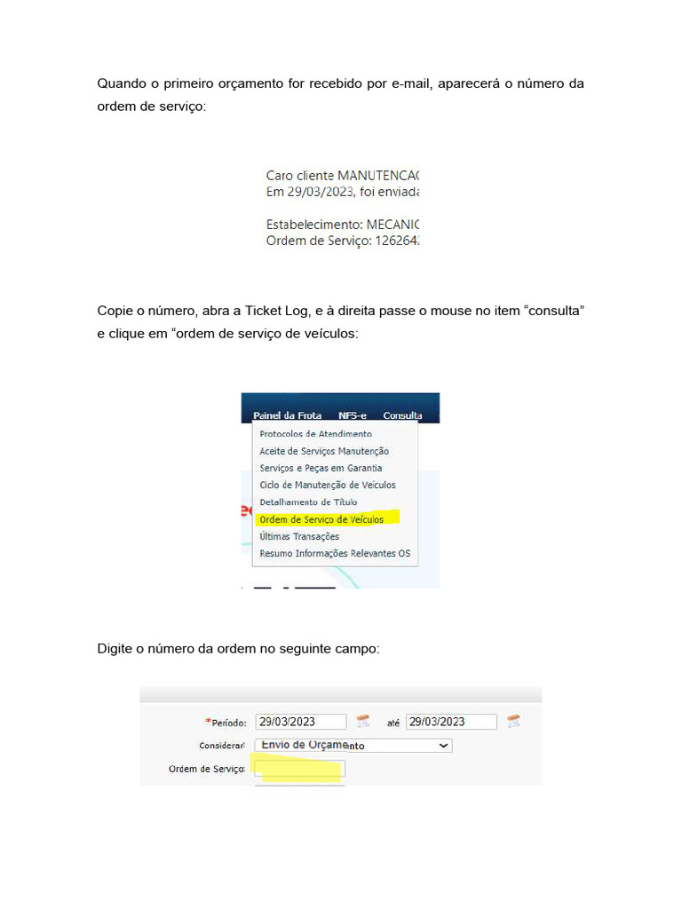 Passo A Passo para Solicitar Orçamentos - Ticket Log | PDF