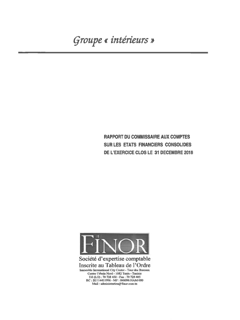 Projet Rapport SAM CONSO 2018 | PDF