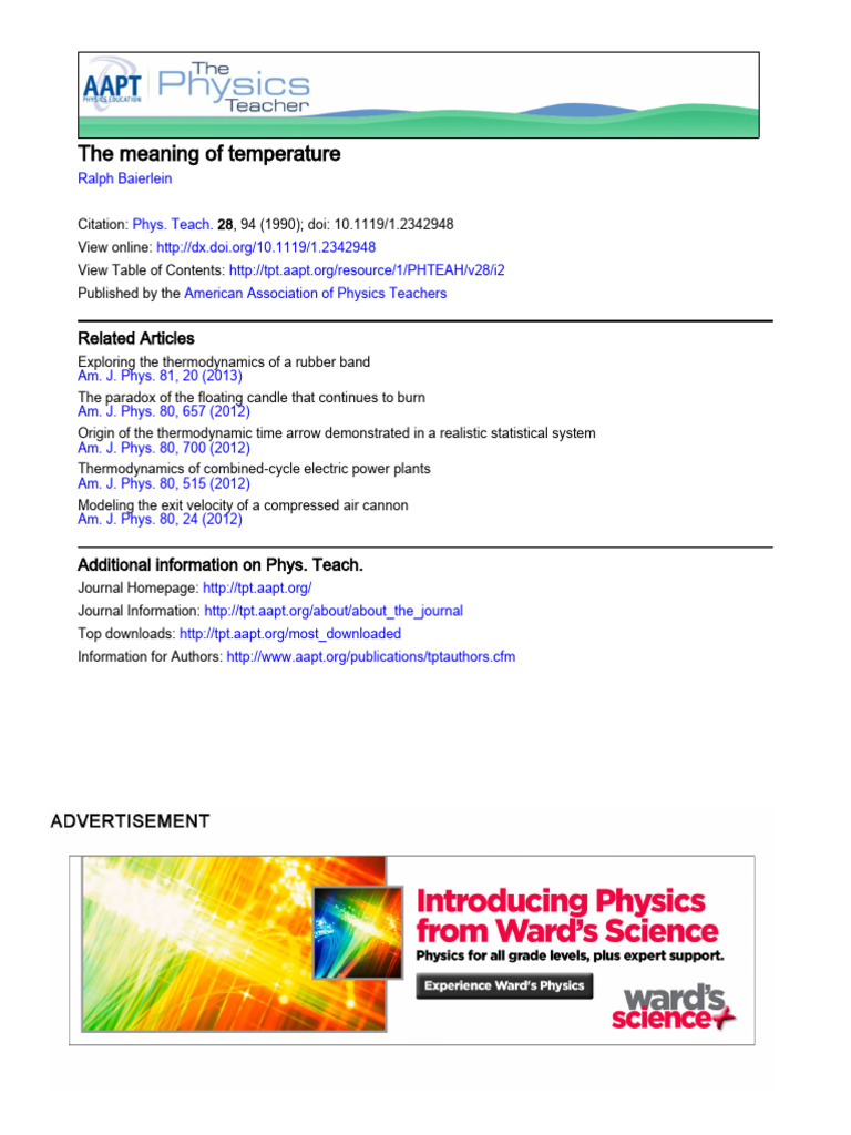 The Meaning of Temperature | PDF