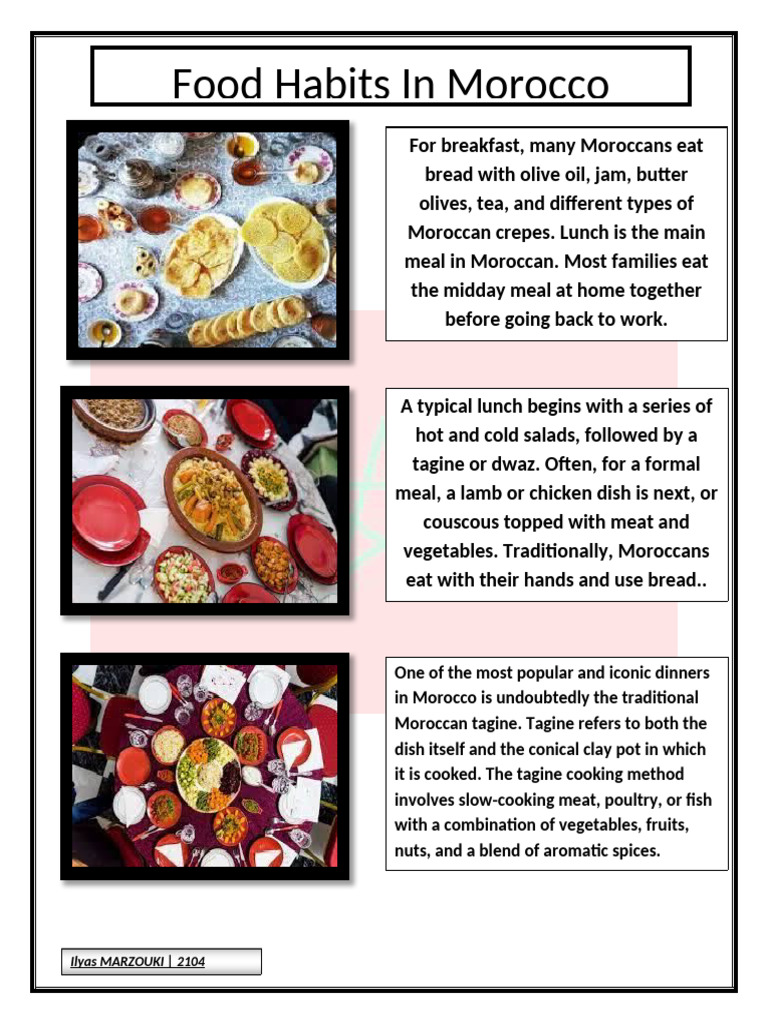 Food Habits in Morocco: Ilyas MARZOUKI - 2104 | PDF