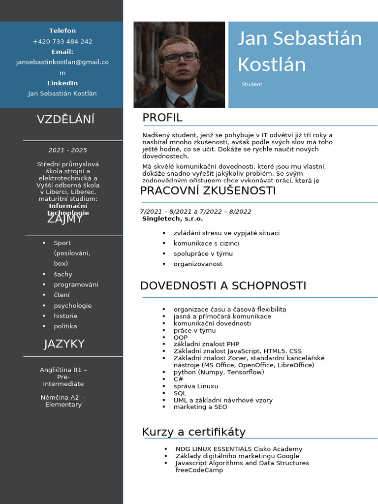 Zivotopis Jan Sebastian Kostlan | PDF