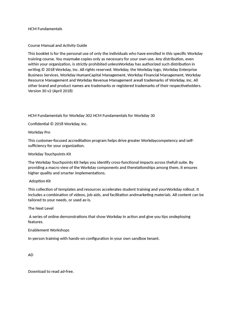 Workday HCM 18 Material | PDF