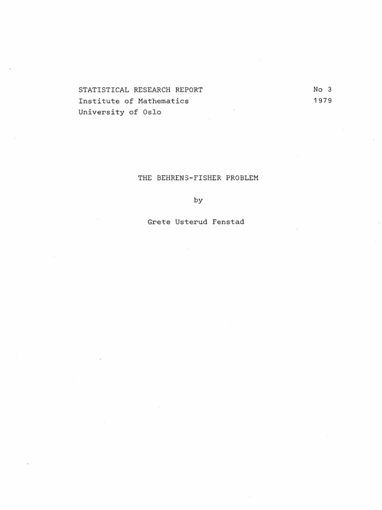 Behrens Fisher Problem | PDF