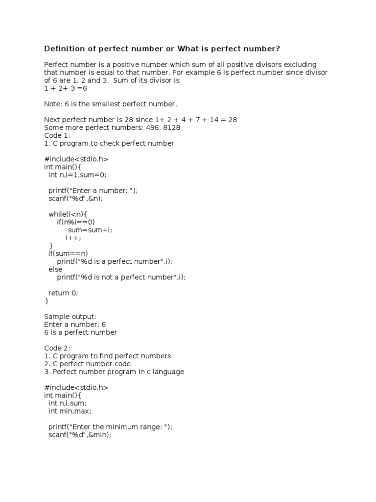 Definition of Perfect Number or What is Perfect Number | Numbers ...