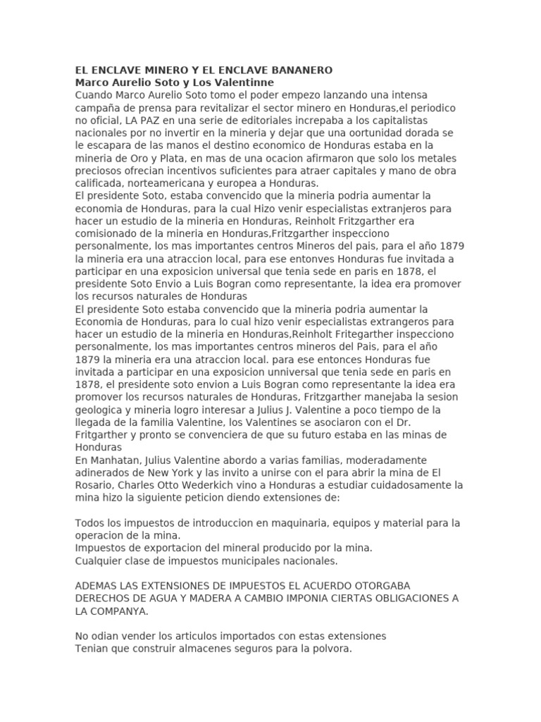 El Enclave Minero y El Enclave Bananero | PDF