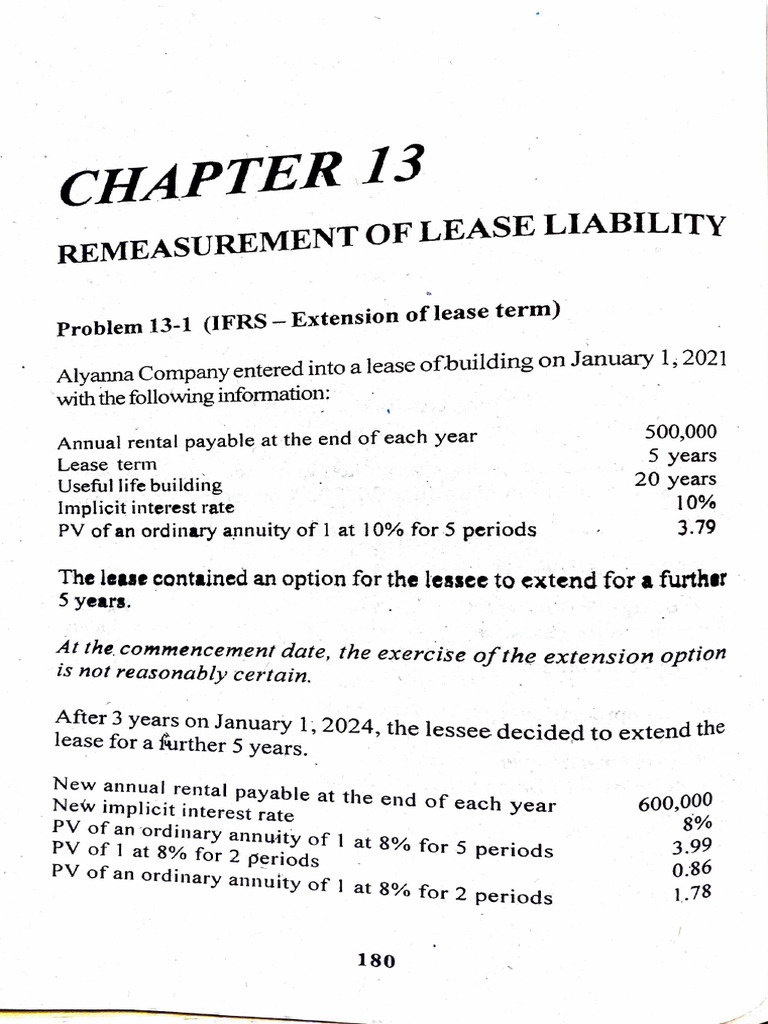 Chapter 13. Remeasurement of Lease Liability | PDF
