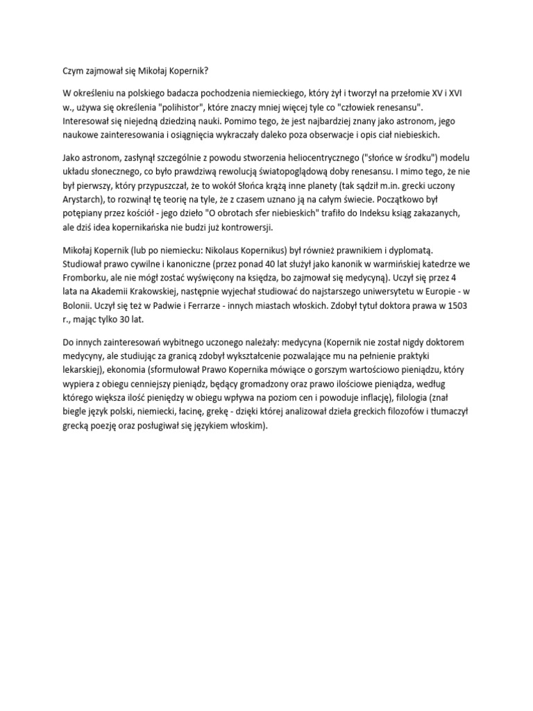 Kopernik Zadanie Ziomal | PDF