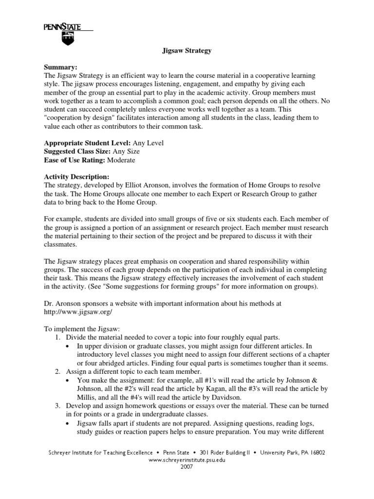 Jigsaw Strategy | PDF | Career & Growth | Science & Mathematics