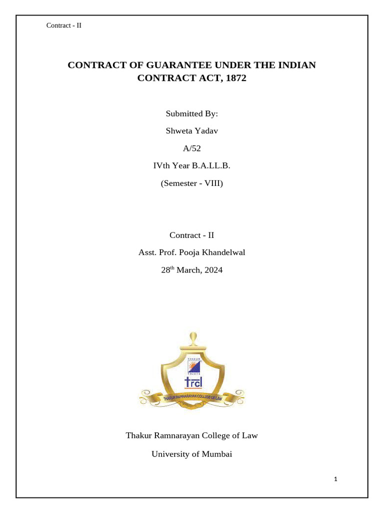 Contract II | PDF | Guarantee | Surety
