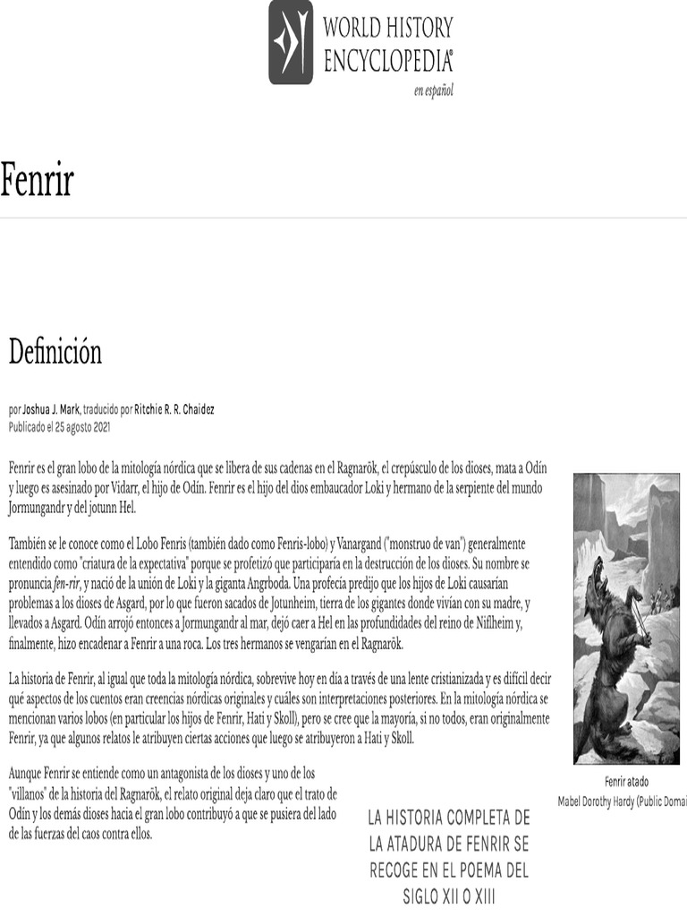 Fenrir - Enciclopedia de la Historia del Mundo | PDF Fenrir - Enciclopedia de la Historia del Mundo | PDF