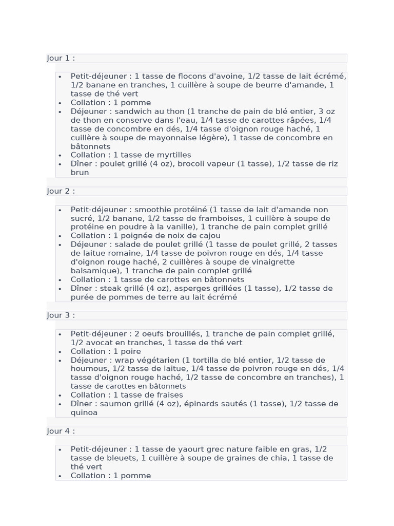 Programme Alimentaire | PDF