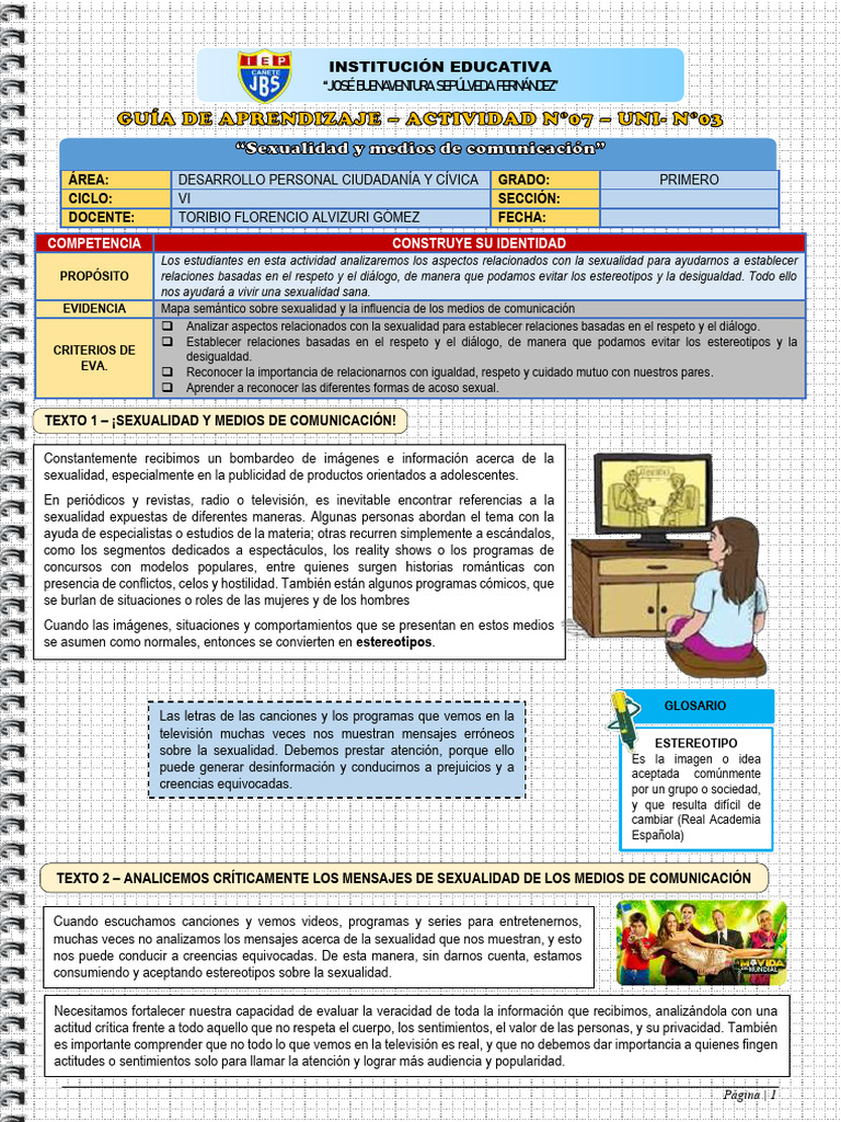GUIA DE CLASE - ACT. 7- 1°-ALVIZURI | PDF