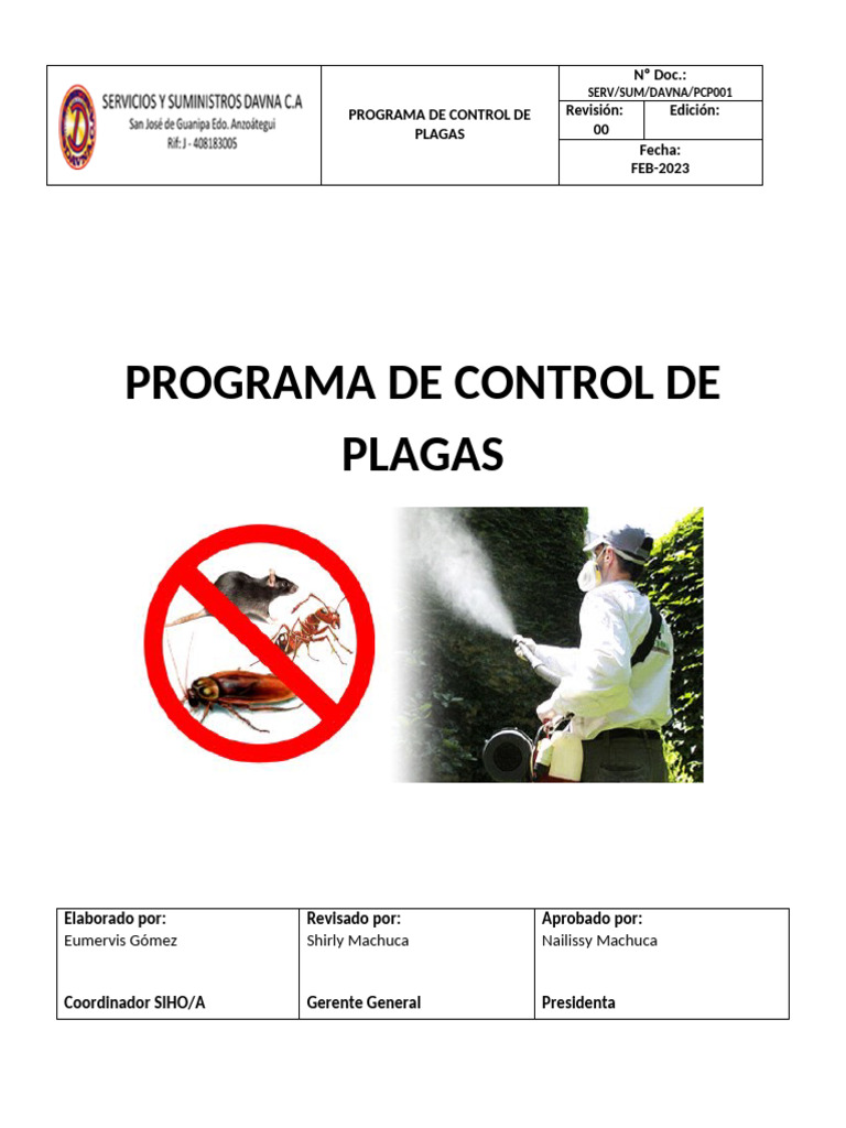 PROGRAMA DE CONTROL DE PLAGAS | PDF PROGRAMA DE CONTROL DE PLAGAS | PDF