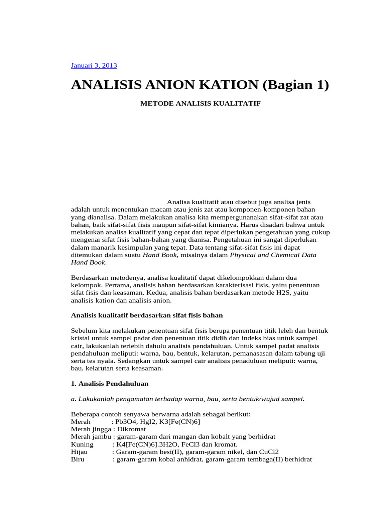 Analisis Kualitatif Bahan Baku | PDF