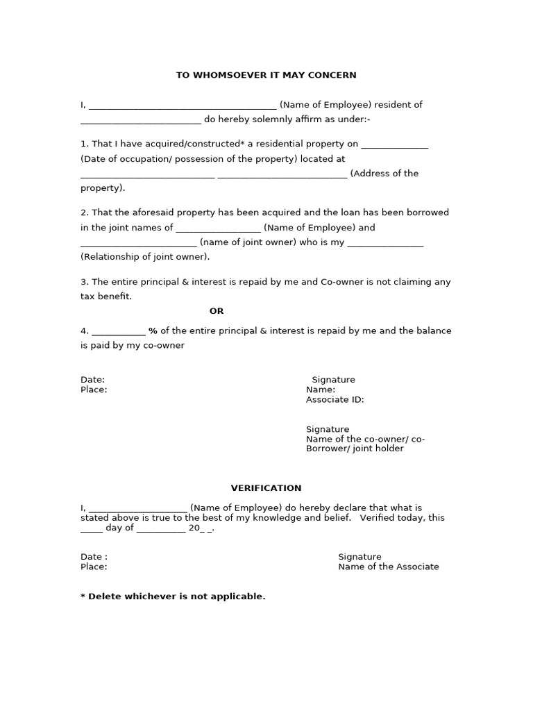 Joint Property Declaration | PDF