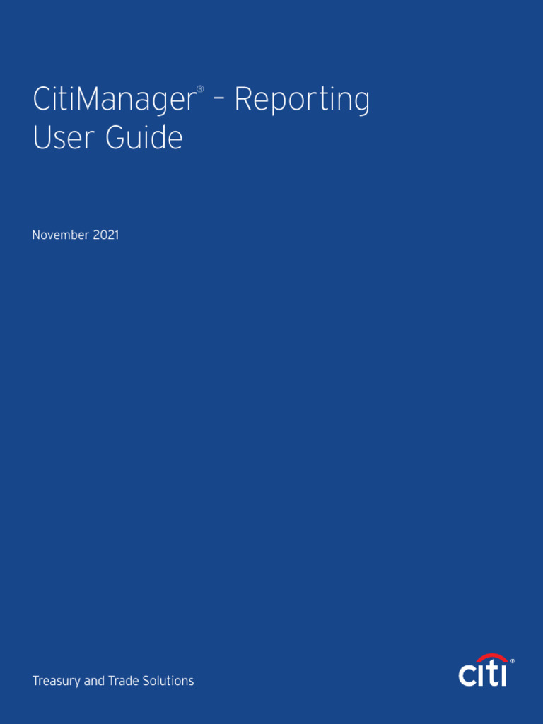 CitiManager Reporting User Guide | PDF