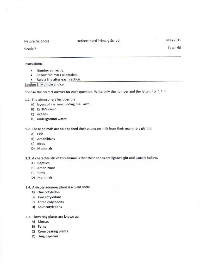 GR 7 Nat Science June 2019 | PDF