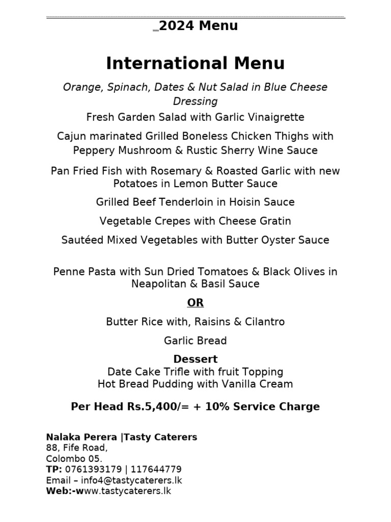International Menu | PDF