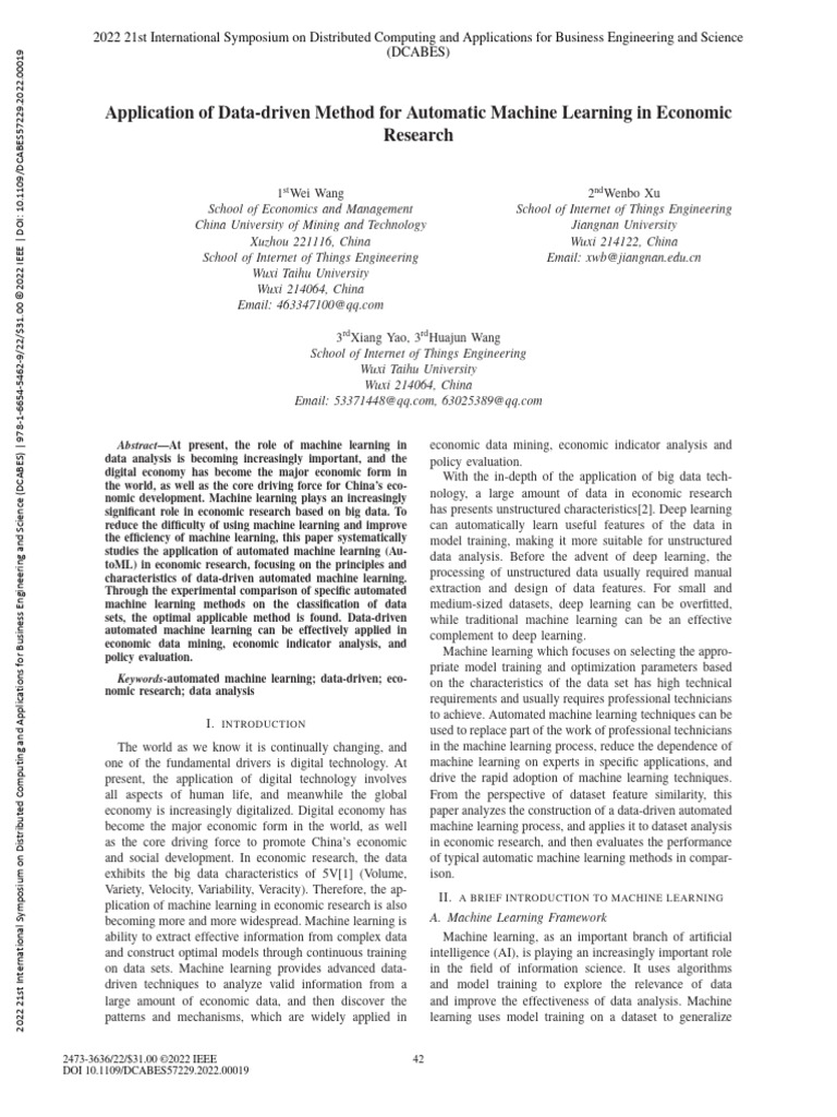 Application of Data-Driven Method For Automatic Machine Learning in Economic Research | PDF