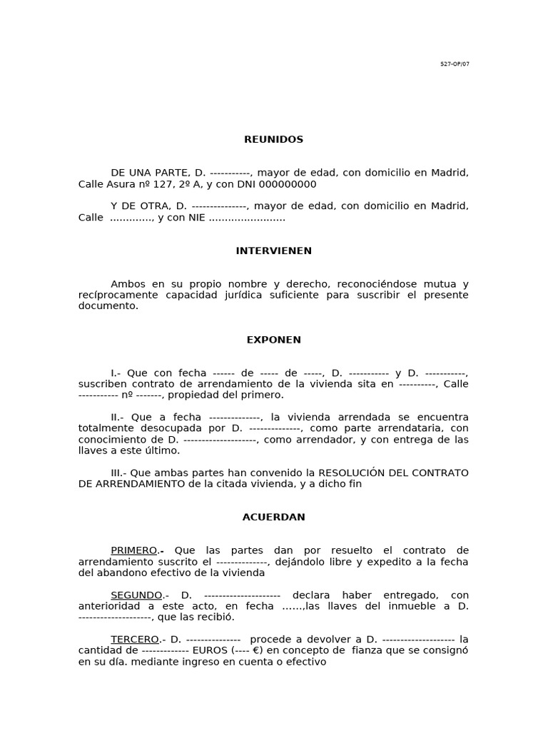 RESOLUCION Contrato de Alquiler-Con Devolucion de Fianza | PDF | Ley común | Derecho