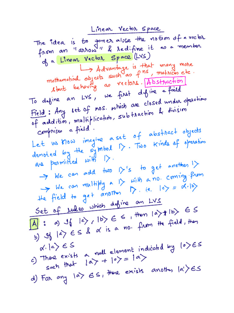 Linear Vector Spaces | PDF